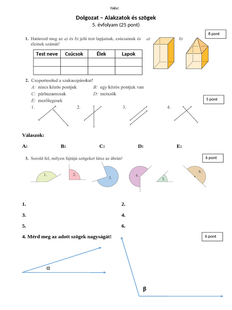 Dolgozat - Alakzatok | PDF