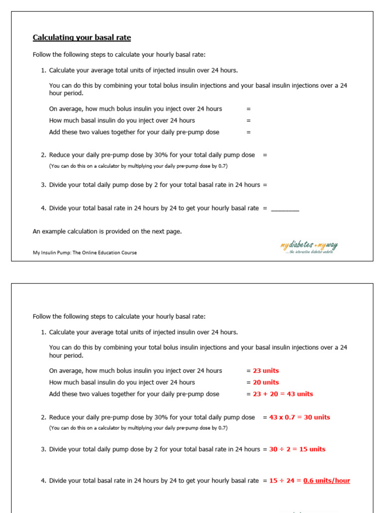 Insulin Pump Basal Rate Calculation | PDF | Self-Improvement