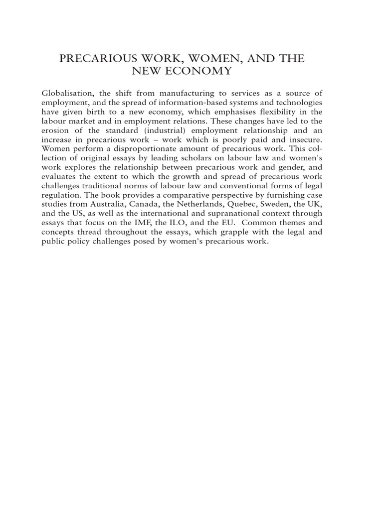 Precarious Work, Women, and The New Economy | PDF | International ...