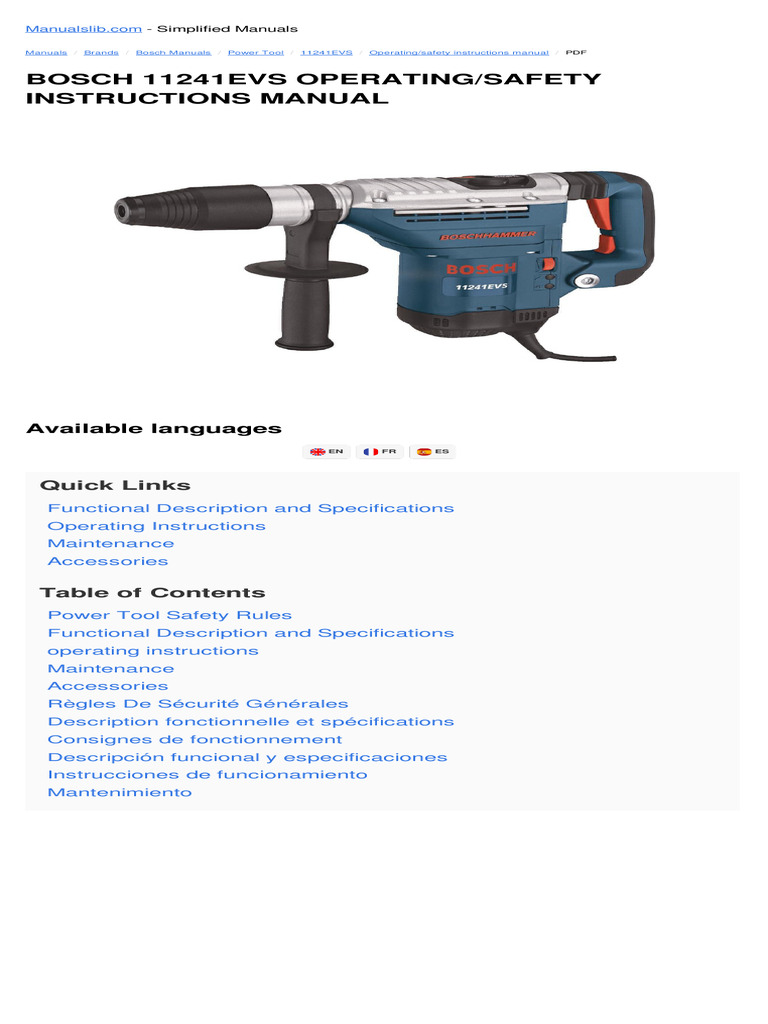 Bosch 11241EVS Tool Manual | PDF | Trigger (Firearms) | Switch