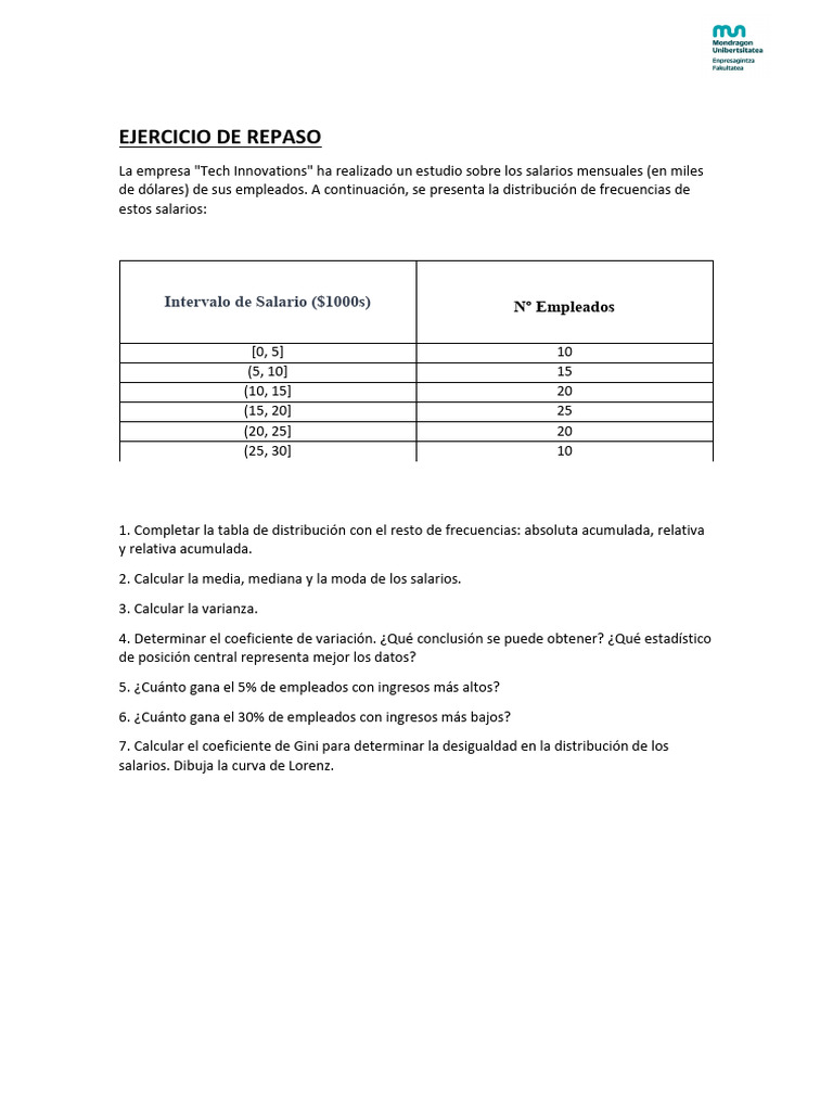 04 (CAST) Ejercicio de Repaso Final | PDF | Mediana