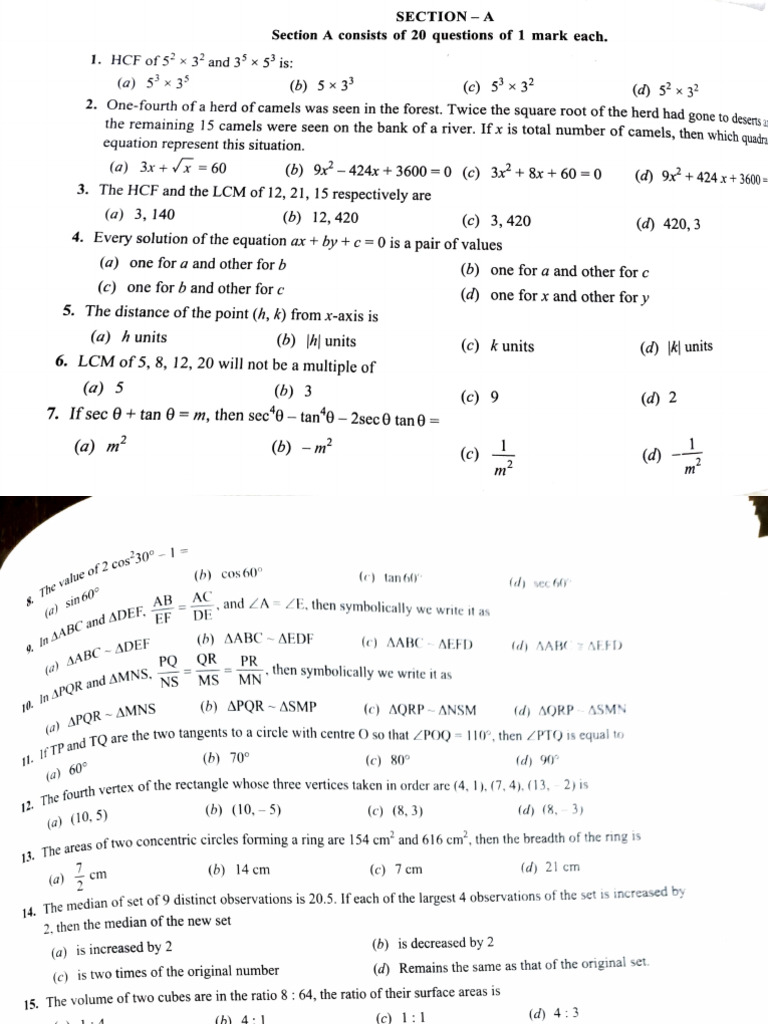 Together With Sample Paper-9 | PDF | Circle | Equations
