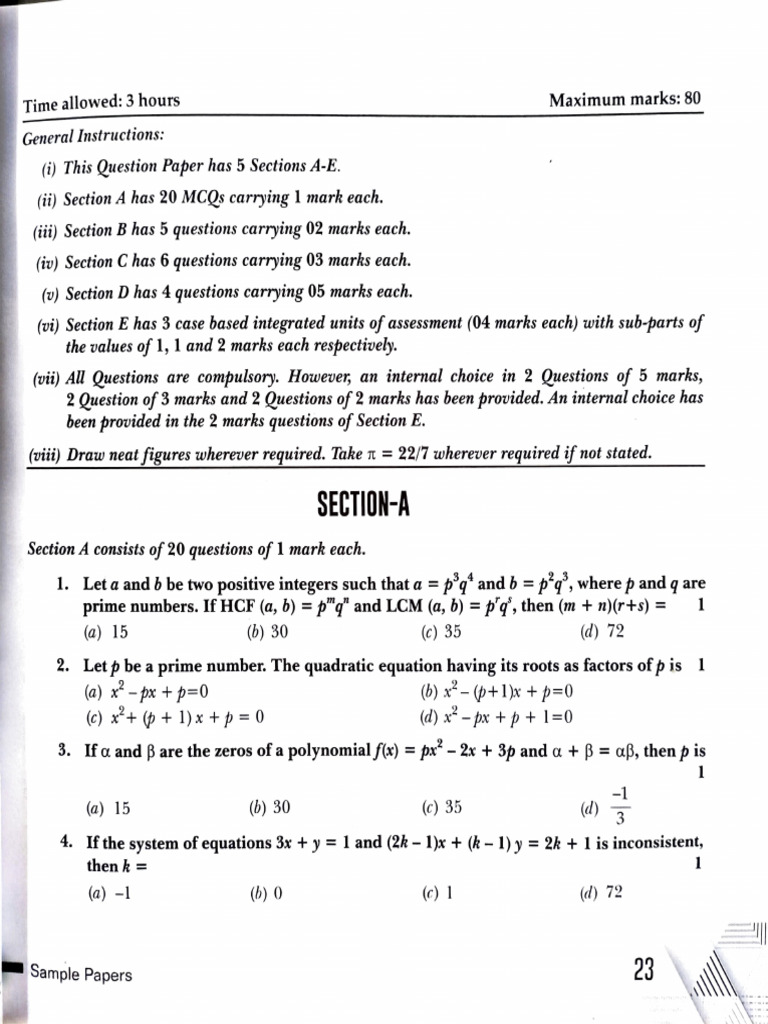 Exam Idea Sample Paper-1 | PDF | Elementary Geometry | Geometry