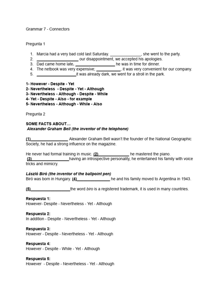 Grammar 7: Using Connectors Effectively | PDF | Home & Garden