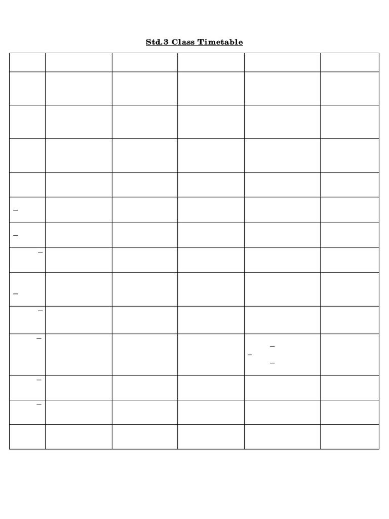 Std. 3 Weekly Class Timetable | PDF | Writing | Psycholinguistics
