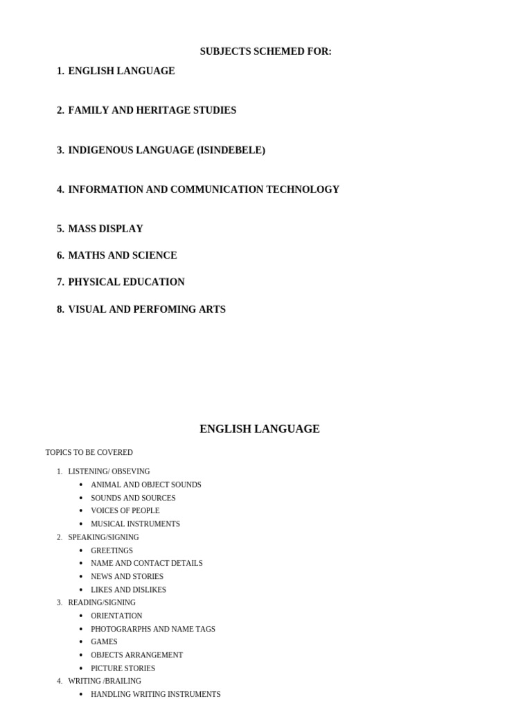 ECD B English Language Curriculum Overview | PDF | Learning | English ...