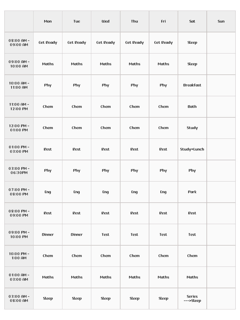 Shedule | PDF | Cooking, Food & Wine | Science & Mathematics