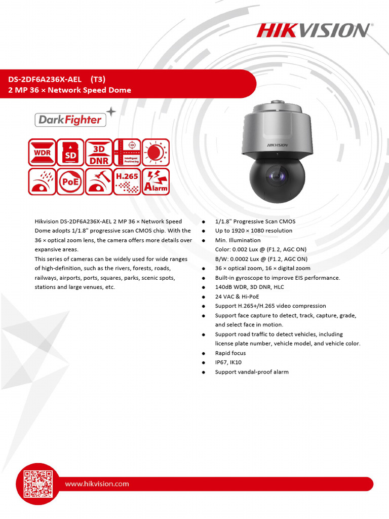 Anexo - 03 - Hik - PTZ - Ds-2df6a236x-Ael-T3 | PDF | Image Stabilization | Zoom Lens