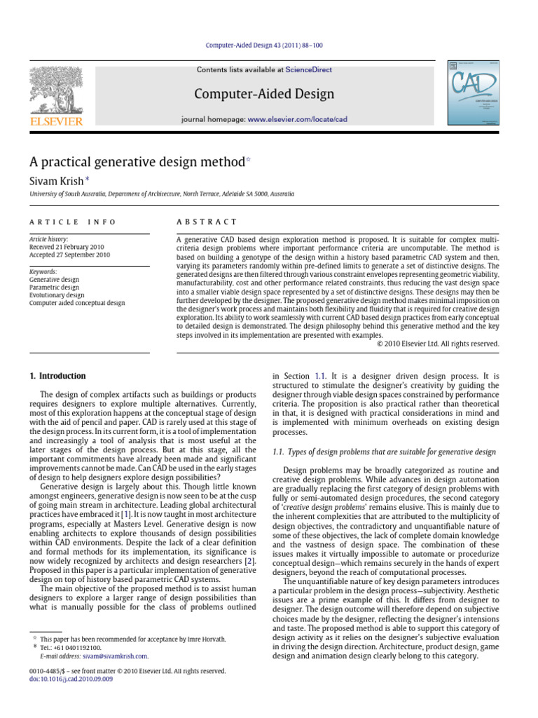 Generative Design Method for CAD | PDF | Genetic Algorithm | Computer ...