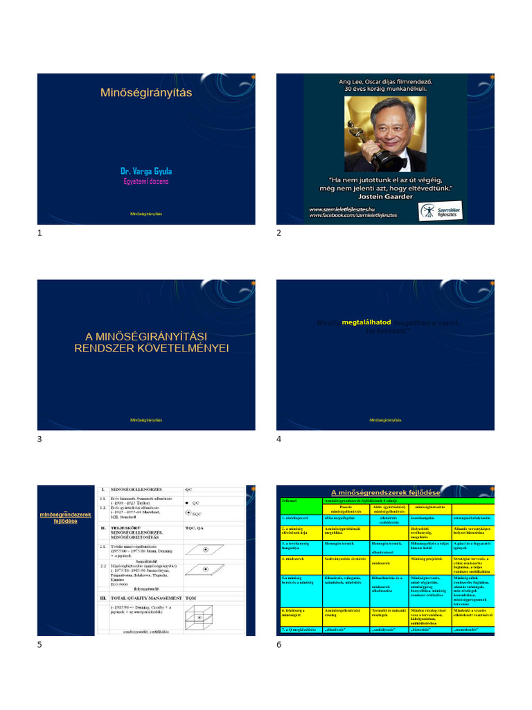 Minőségirányítás: Dr. Varga Gyula | PDF