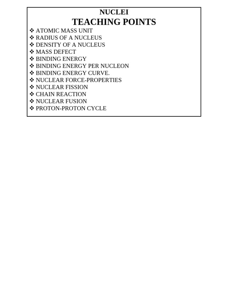 Nuclei Teaching Points | PDF