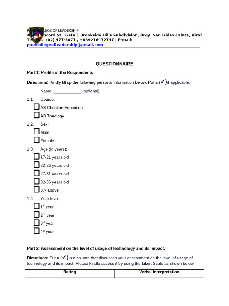 VED10 Research Questionnaire | PDF | Human Communication