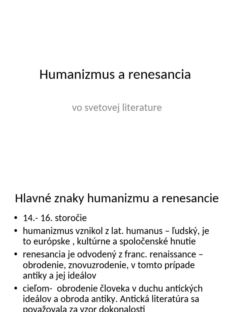 Humanizmus A Renesancia Shakespeare | PDF