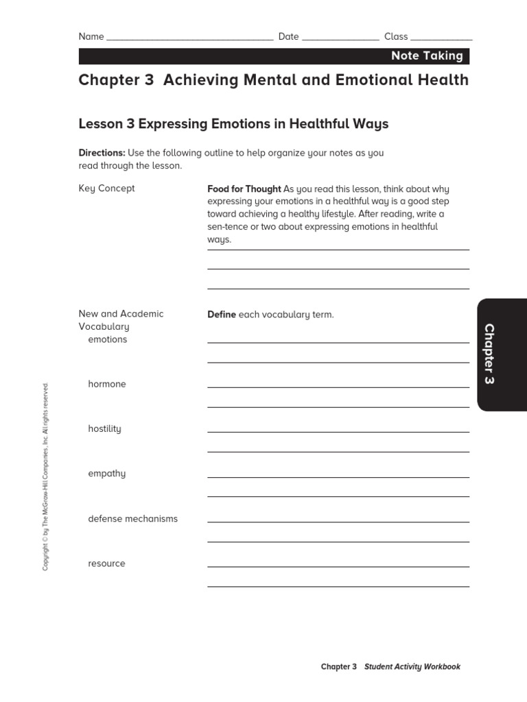 HOPE Chapter 3 Lesson 3 Notes | PDF | Emotions | Feeling