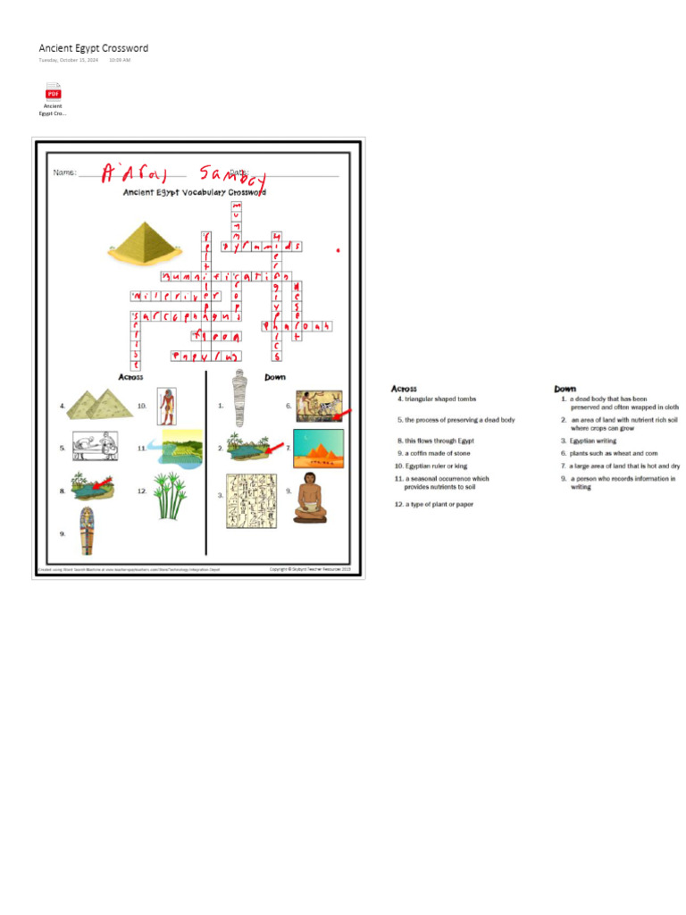 Ancient Egypt Crossword | PDF