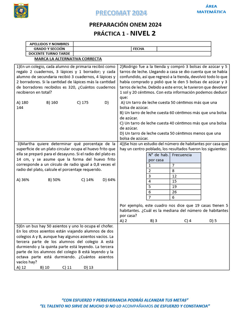 Práctica 1 Onem 2024 Nivel 2 | PDF