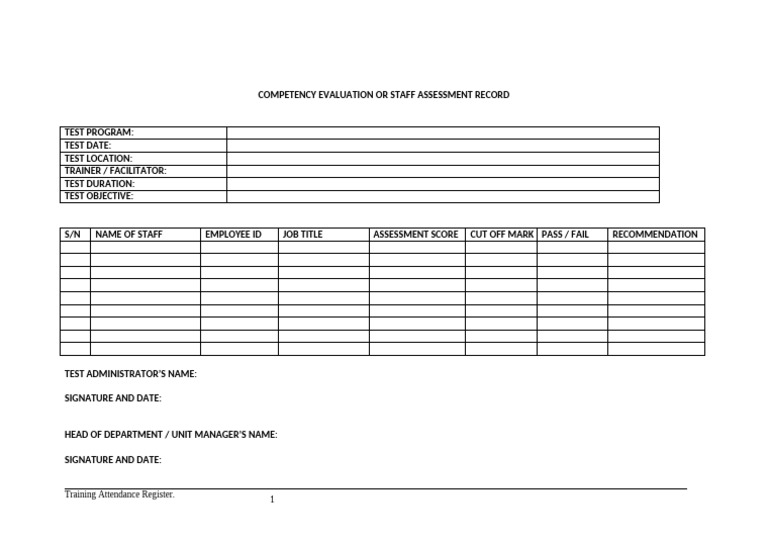 Competency Evaluation or Staff Assessment Record | PDF