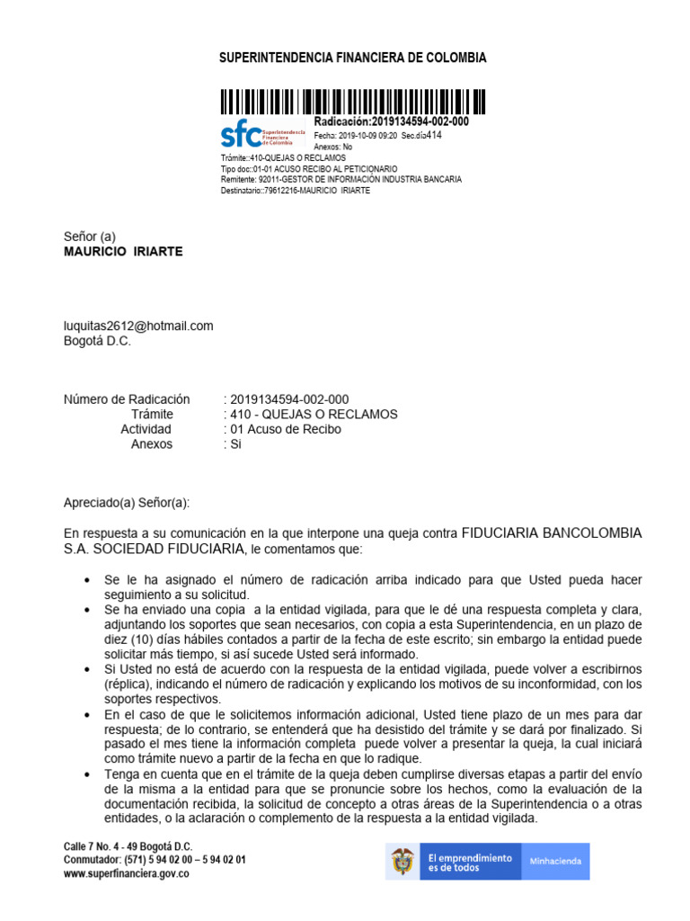 410 - 1 - Acuso de Recibo | PDF | Protección al Consumidor | Los consumidores