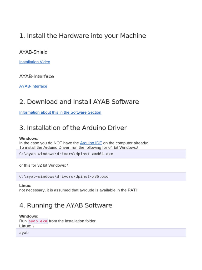 Ayab Arduino Installazione | PDF