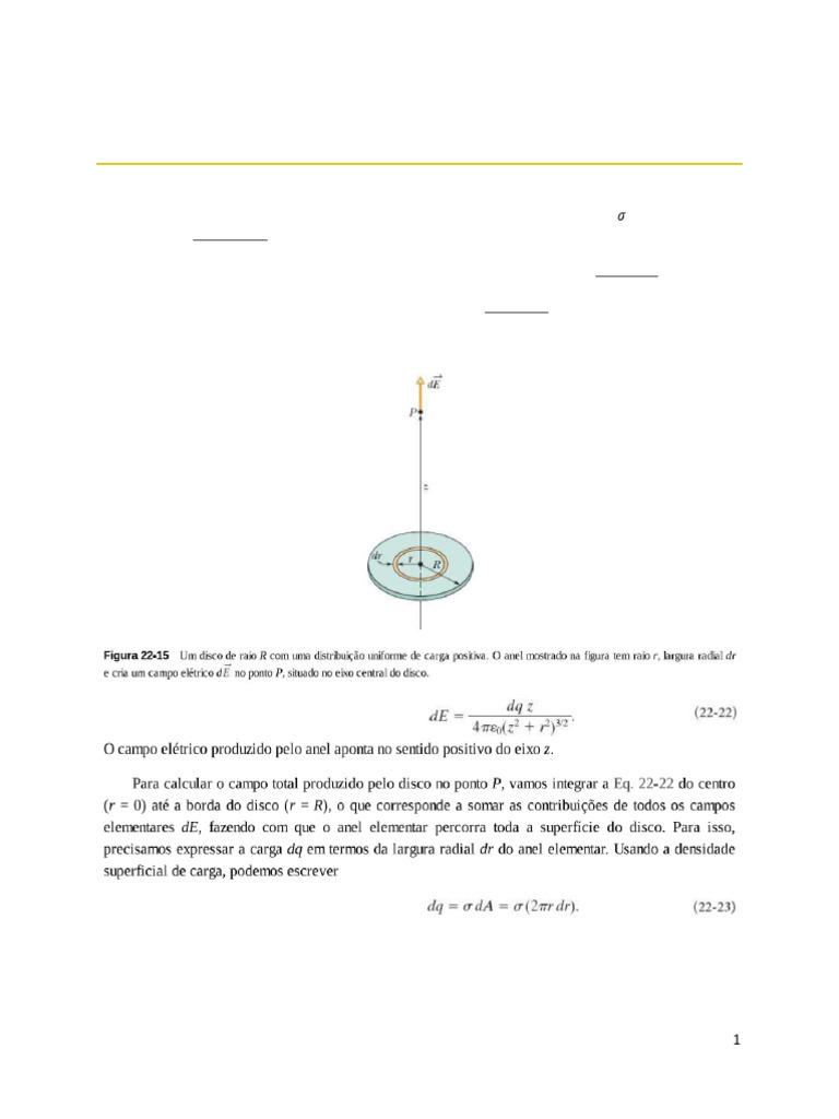 Resumo Capítulo 22-Parte 3 - Campo Elétrico | PDF | Campo elétrico | Eletricidade