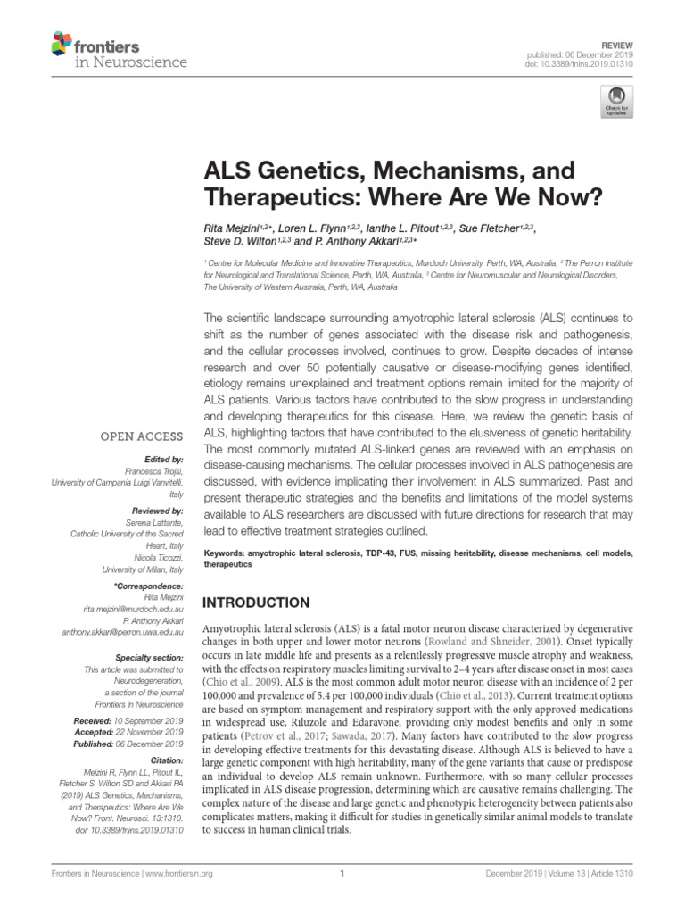 Als Genetics, Mechanisms and Therapeutics | PDF | Microsatellite | Genetics