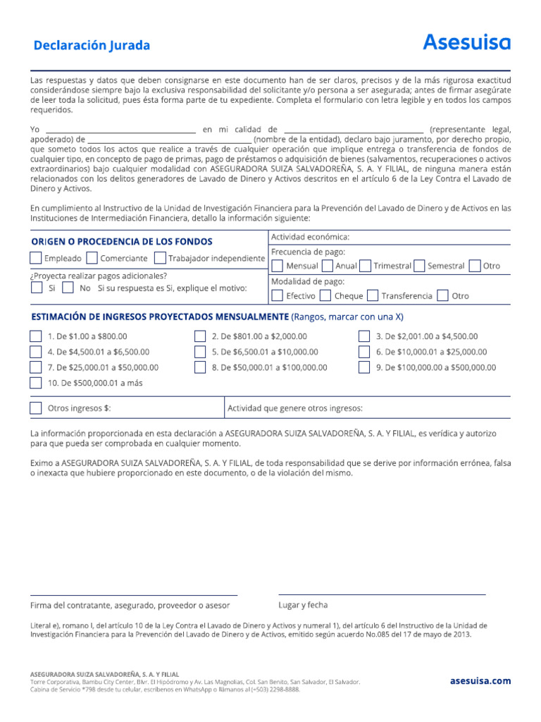 Formulario Declaración Jurada PROVEEDOR 5 May | PDF