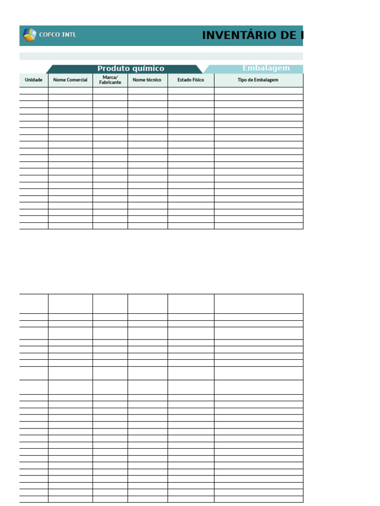 Form - Mea.tec.005 - Inventário de Produtos Químicos - Rev.00 (Nautica-Cofco) | PDF