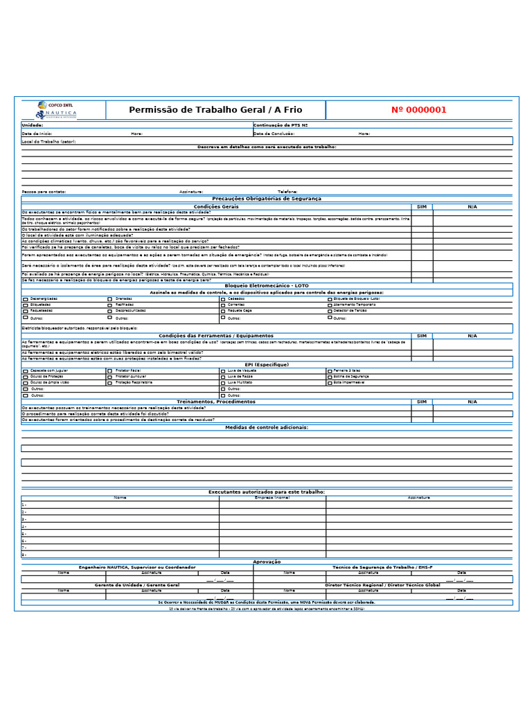 Form - Proc.seg.c.010 (Nautica Cofco) | PDF | Eletricista