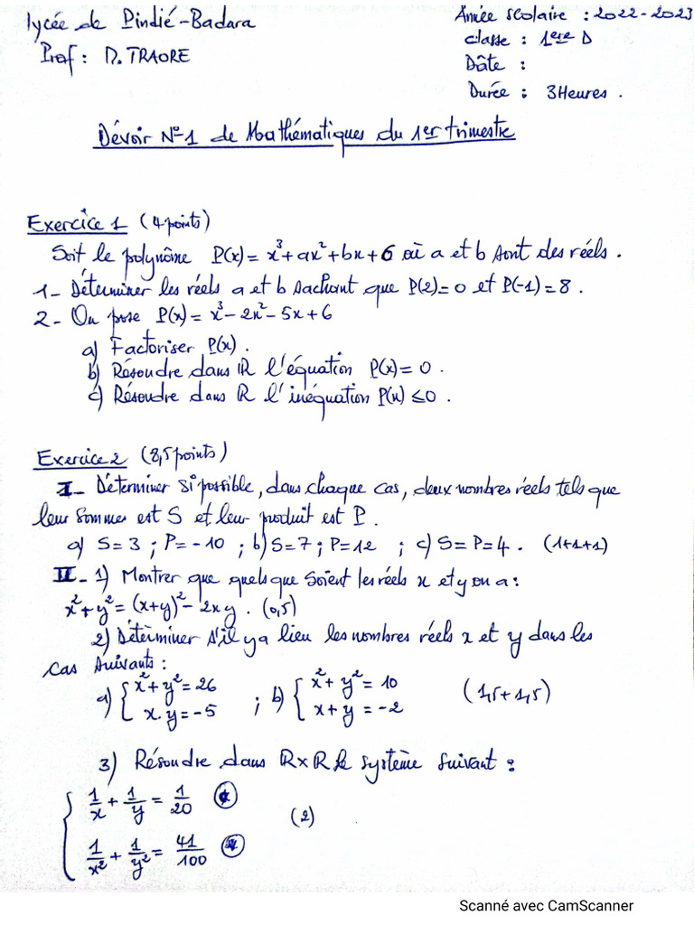 Devoir N 1 1ere D Pdf