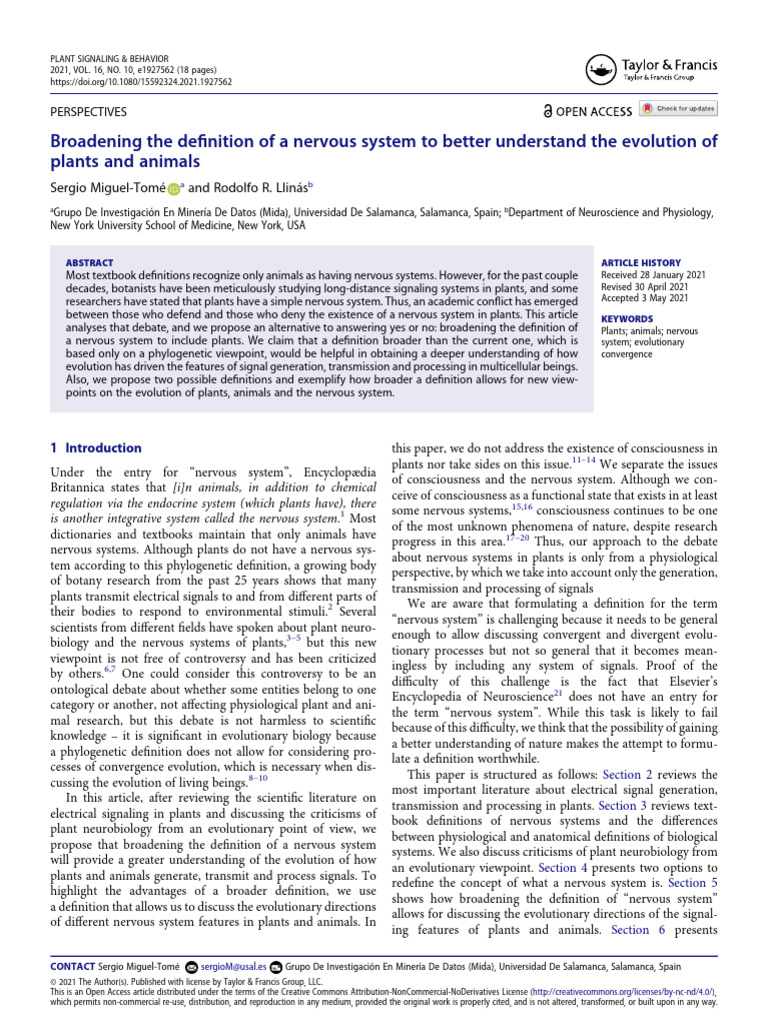 Broadening The Definition of A Nervous System | PDF | Action Potential ...