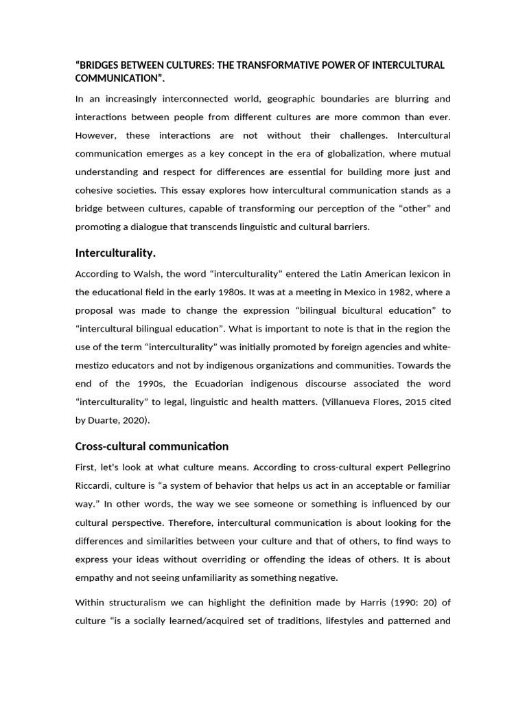 BRIDGES BETWEEN CULTURES Joel - Obed | PDF | Cross Cultural ...