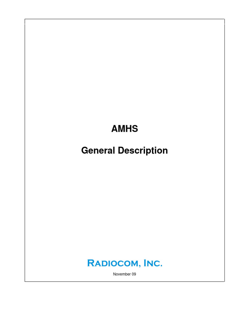AMHS - System Manual - Eng - DF - 01 - General Description | PDF ...