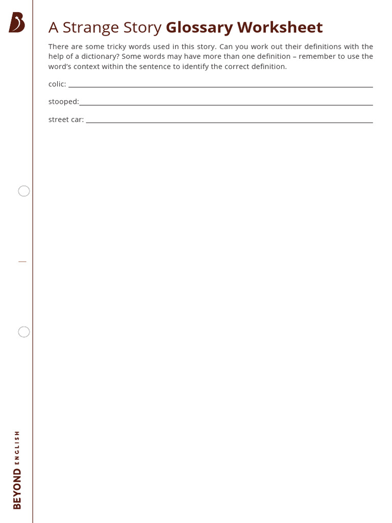 A Strange Story - Worksheet | PDF | Language Arts & Discipline