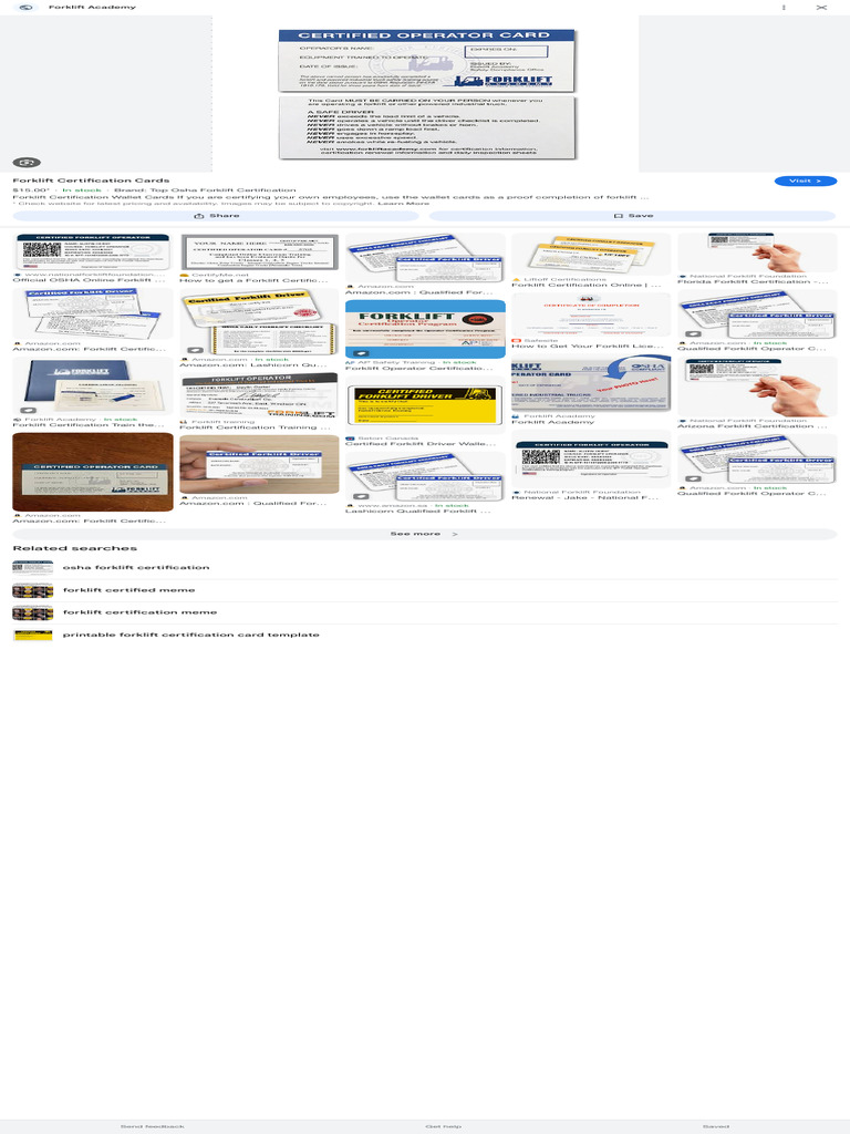 Forklift Certification Cards Online | PDF | Forklift | Production And ...