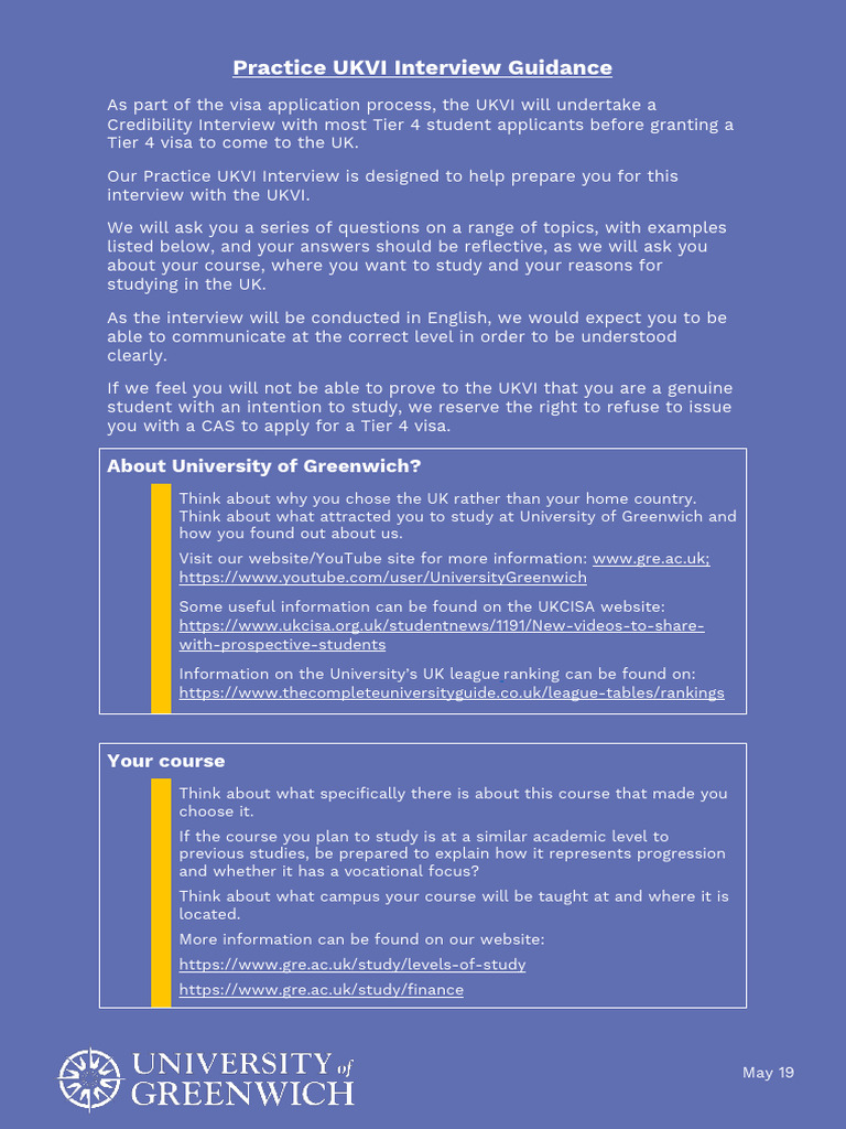 UKVI Tier 4 Interview Preparation Guide | PDF | Career & Growth