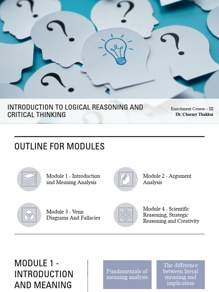 Logical Reasoning & Critical Thinking Course | PDF | Critical Thinking | Thought
