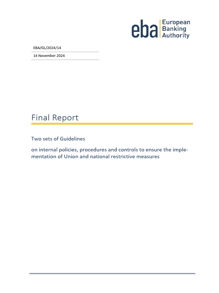 Eba 1 | PDF | Regulatory Compliance | Directive (European Union)