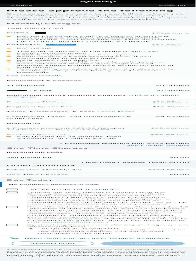 Xfinity Contract | PDF | Finance & Money Management