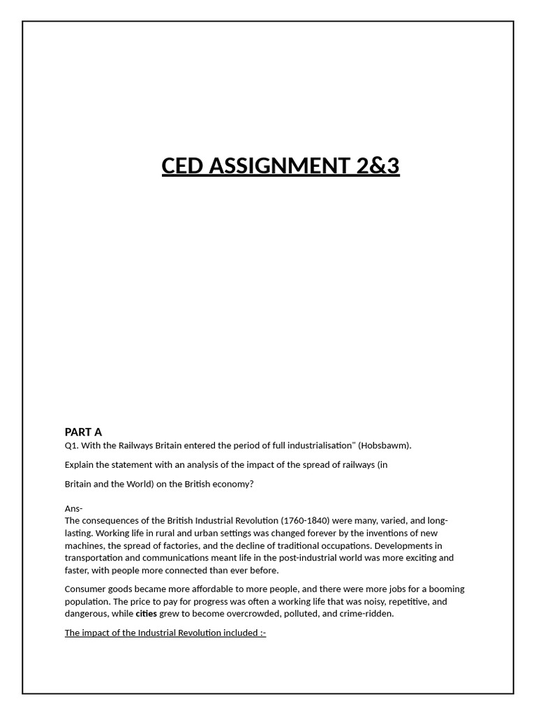 CED Assignment 2&3 | PDF | Trade Union | Industrial Revolution