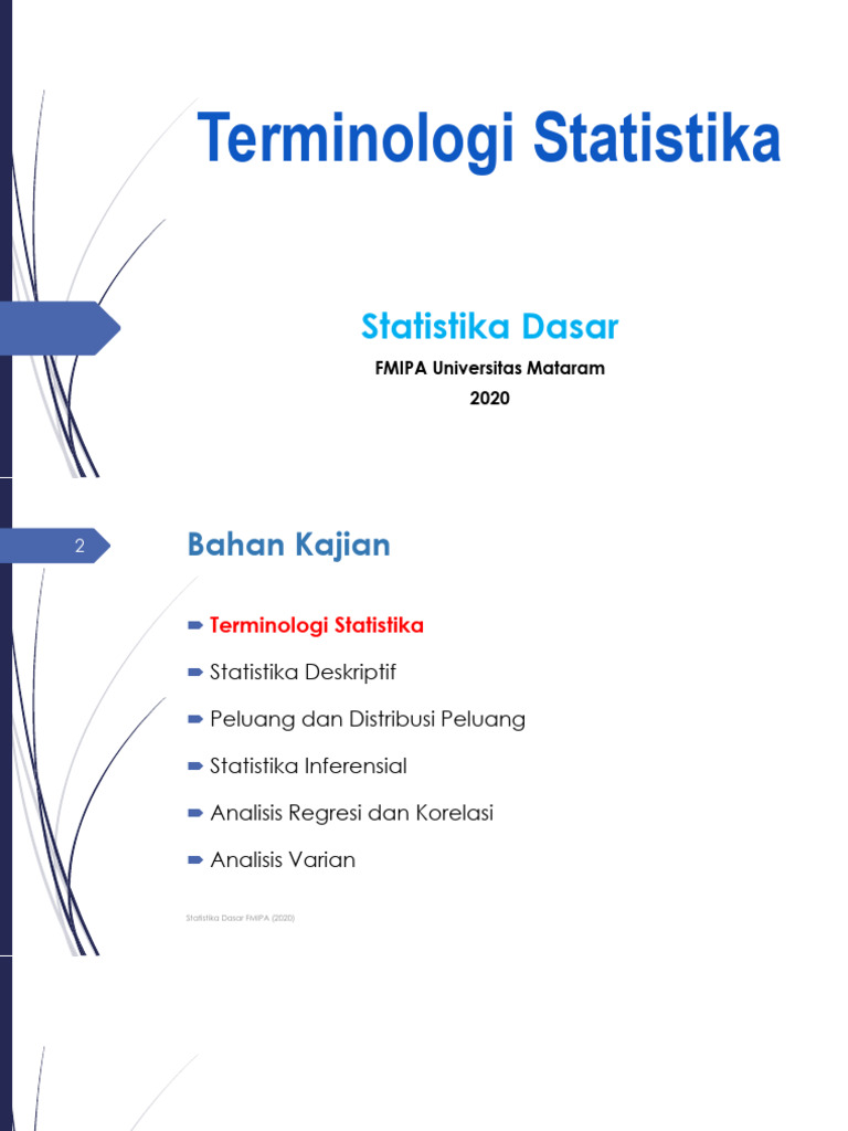 NEW 1 - Statdas MIPA - Terminologi Dalam Statistika | PDF
