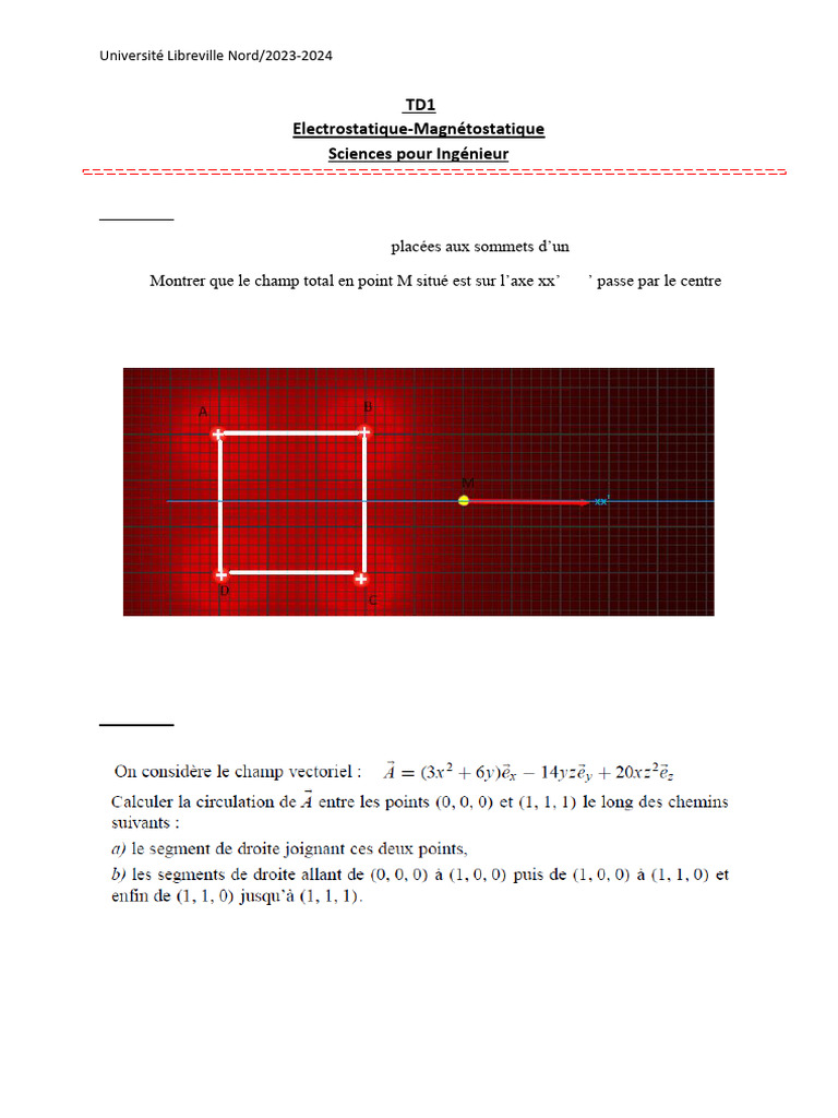 TD1: Electrostatique et Magnétostatique | PDF