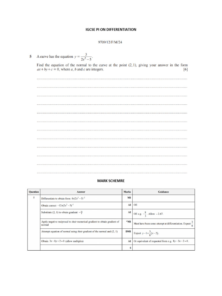 Igcse Pi On Differentiation Pdf