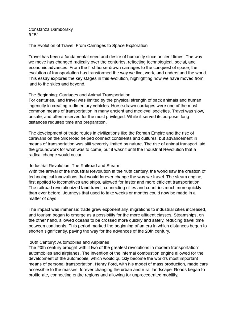 Essay | PDF | Transport | Space Exploration