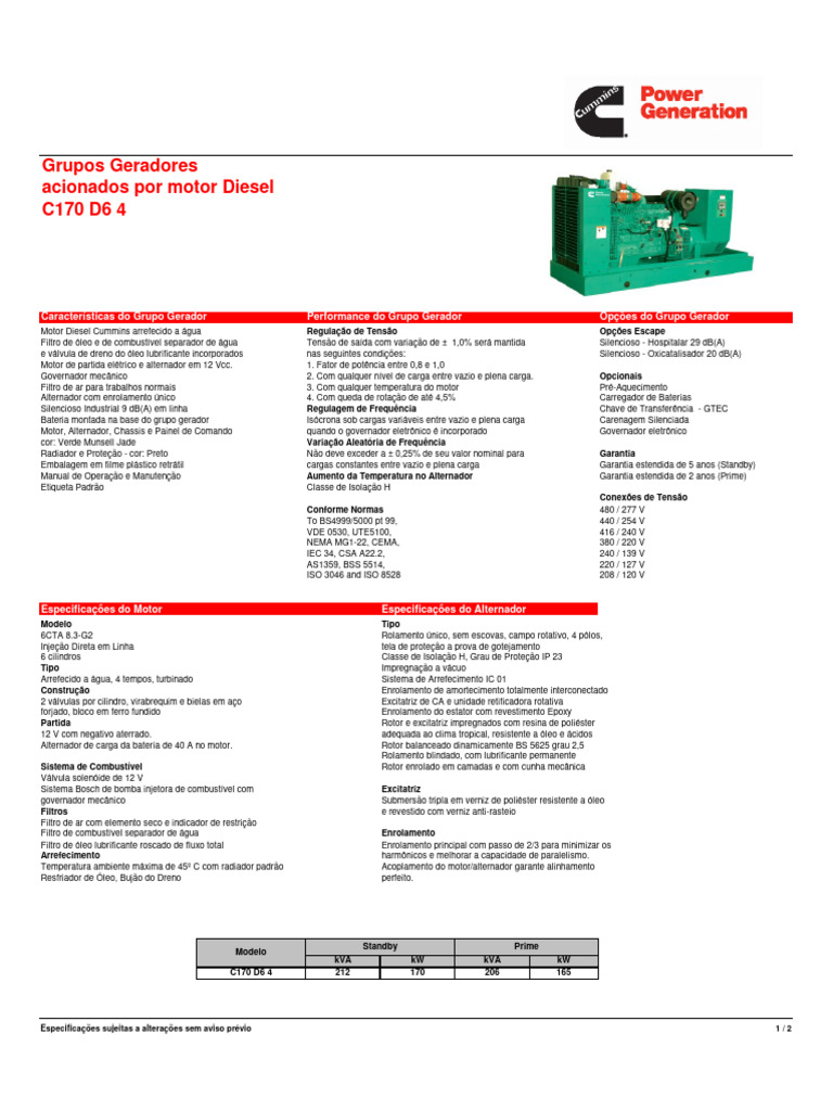 Master Datasheets - Teste - Cummins Power Generation | PDF | Motores ...
