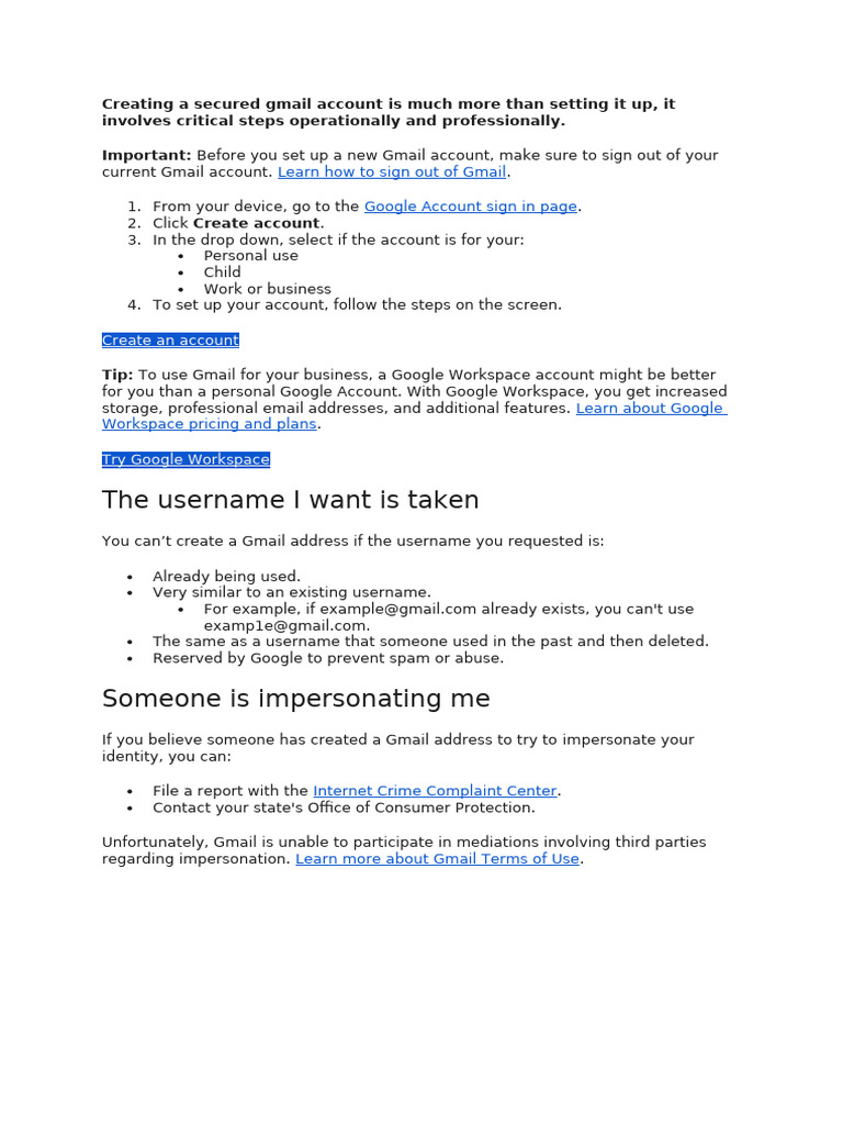 Secure Gmail Account Setup Guide | PDF | Career & Growth | Business