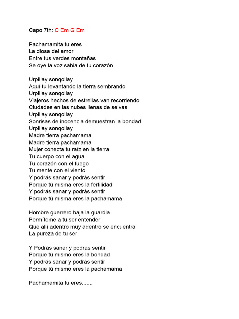 Pachamamita Tu Eres | PDF