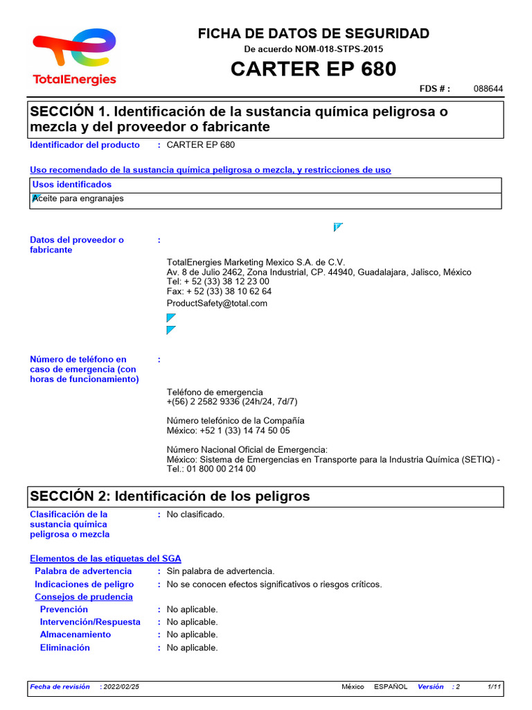 Carter EP 680 | PDF | Agua | Residuos