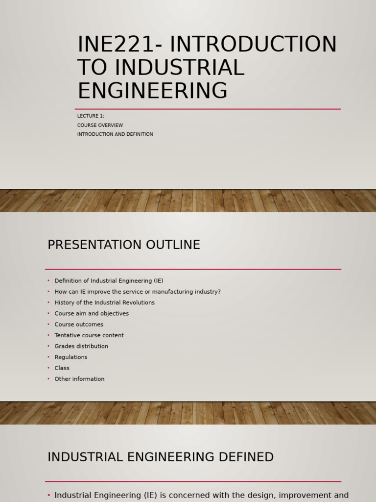 INE221-Lect1 - Introduction and Overview of The Course | PDF | Industrial Engineering | Engineering