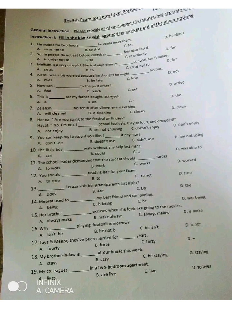 Hibret Bank 2022 Exam For Junior Customer Service Officer | PDF