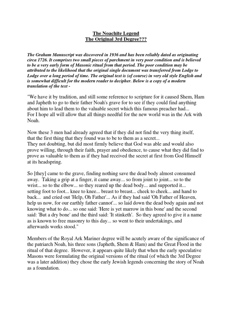The Noachite Legend | PDF | Noah | Ham (Son Of Noah)